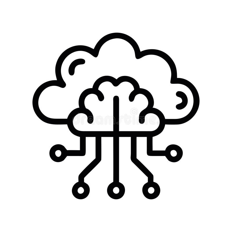 AI Cloud Computing Brain Icon Stock Vector - Illustration of vector ...