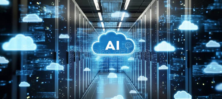 AI Cloud Computing in Data Center Server Racks, Cybersecurity, and Network Technology Stock ...
