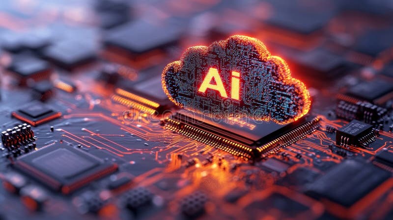 Ai Cloud Computing and Futuristic Circuit Technology Visualization ...