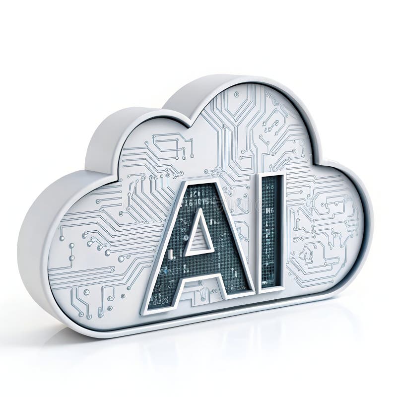 AI Cloud 3D Icon on White Background â€ Artificial Intelligence and ...
