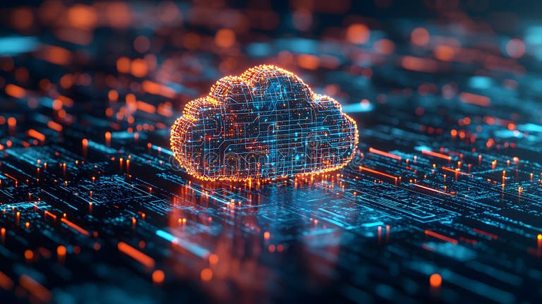 AI Cloud Data Protection Visualization Stock Illustration - Illustration of neural, future ...