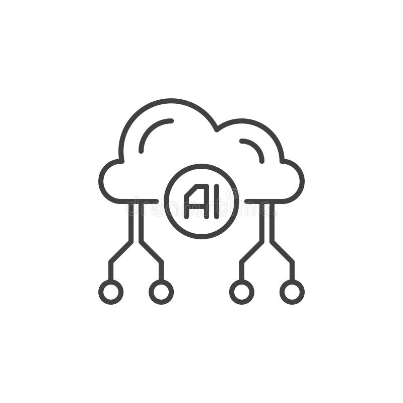 AI Cloud Vector Artificial Intelligence Concept Line Icon Stock ...