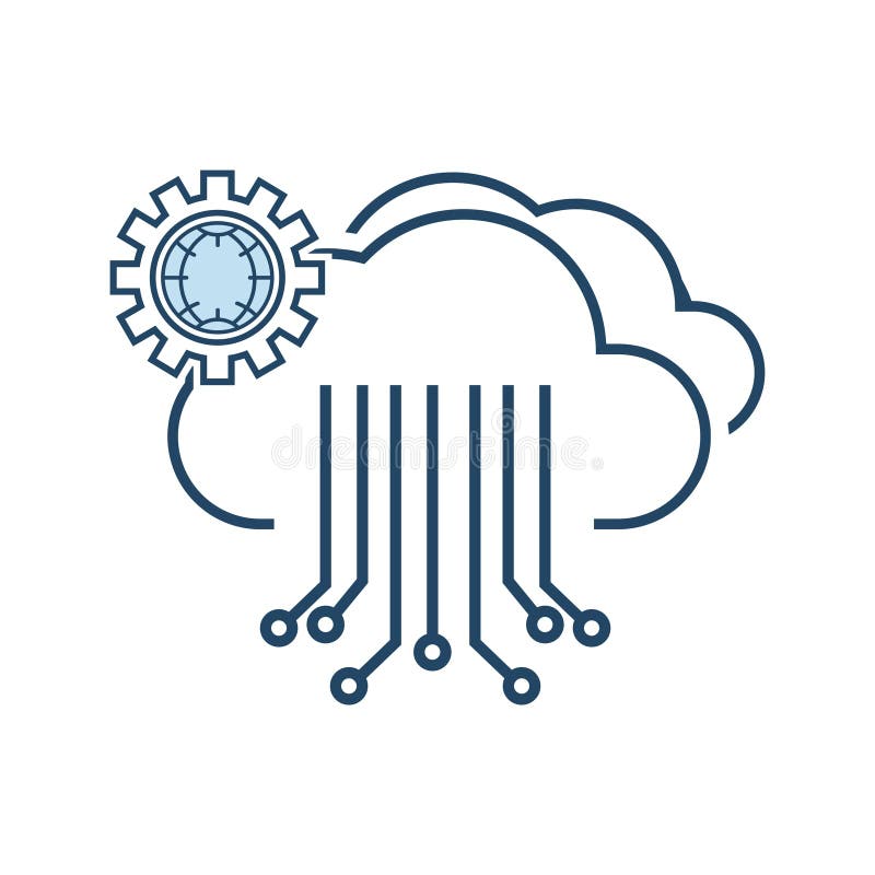 AI Clouds with Blue Lines of Processing System of Technology ...