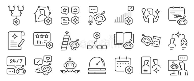 AI Coach Icon Set. it Included Virtual Mentor, Automatic, Feedback ...