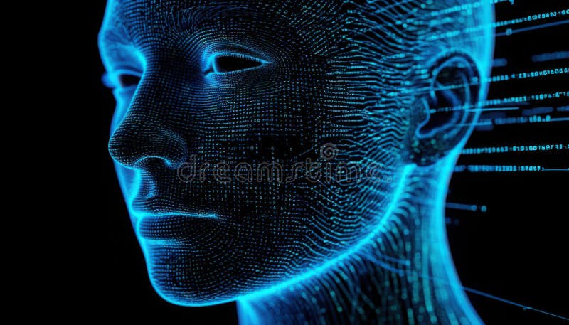 AI Code Forming Human Face stock illustration. Illustration of forming ...
