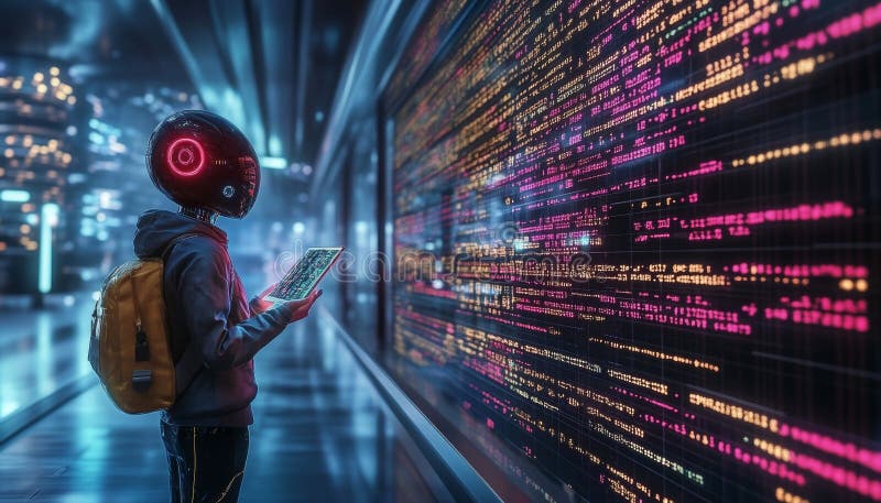 AI Coding Agent in Futuristic City Digital Code, Artificial Intelligence, Tech Innovation Stock ...