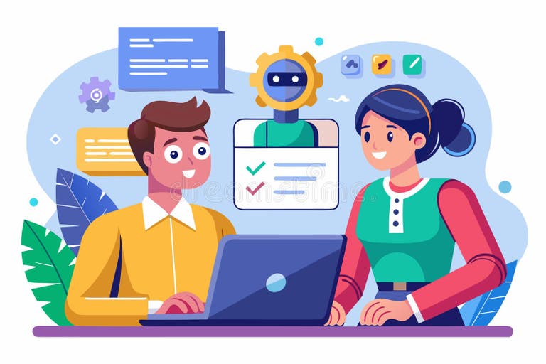 AI Coding Assistant Collaborates with User in a Vibrant Workspace To ...