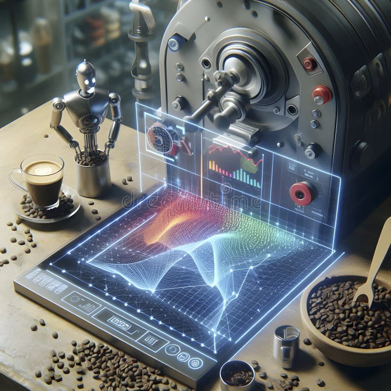 Ai Coffee Roaster Analyzing Bean Color through Laser Grid, Ai Created ...