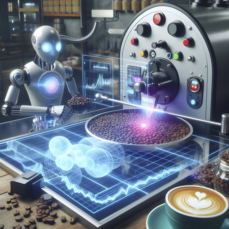 Ai Coffee Roaster Analyzing Bean Color through Laser Grid, Ai Created ...