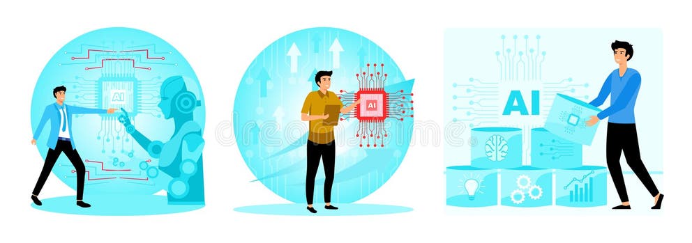 AI Collaboration. Artificial Intelligence Technology.Artificial Intelligence and Future Economy ...