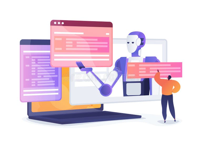 AI Collaborative Coding Assistants Abstract Concept Vector Illustration ...