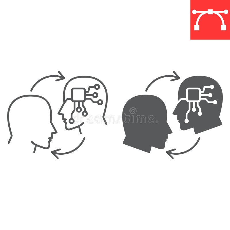 AI Communication Line and Glyph Icon Stock Vector - Illustration of ...