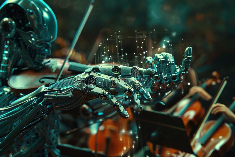 AI Composing Symphonies Represented by Robotic Hands Conducting an ...