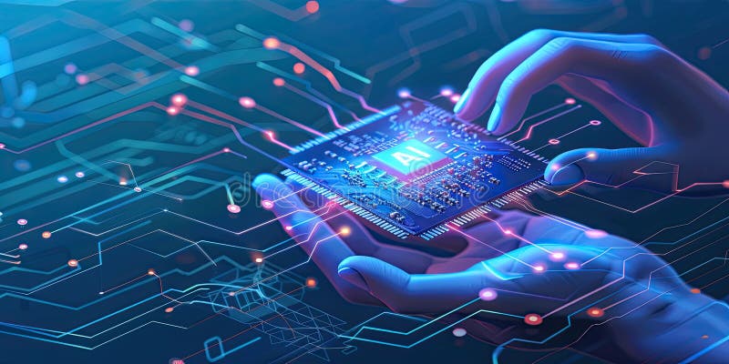 AI Computer Chip in Abstract Digital Hand. Artificial Intelligence ...