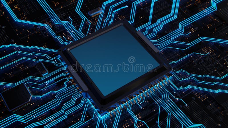 Ai Computer Chip Processor on Motherboard Glows Blue. Artificial ... Ai Computer Chip Processor on Motherboard Glows Blue. Artificial ...