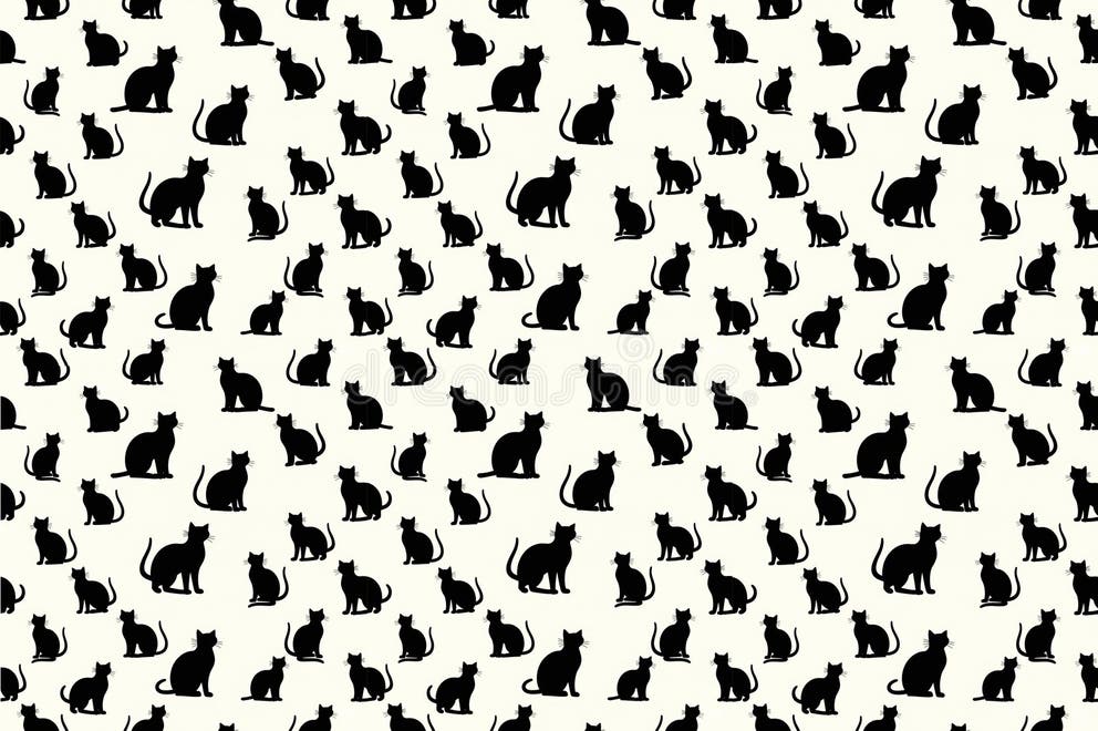 Black Cats Silhouette Repeat Duplicated Pattern for Backdrop Use Stock ...