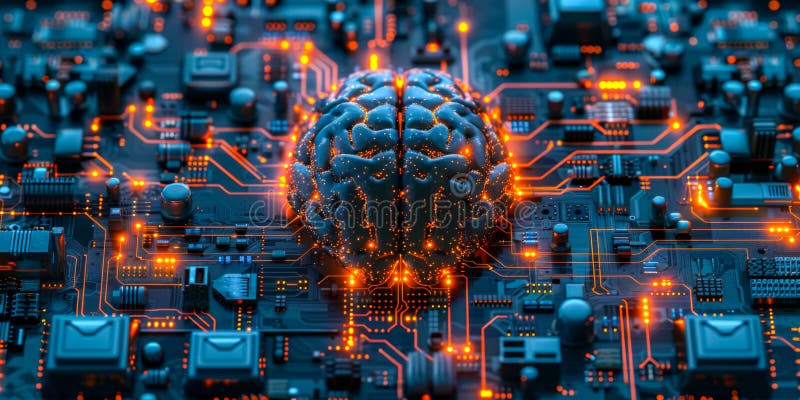 AI on a Computer Motherboard. Smart Automatic Computer Brain Stock ...