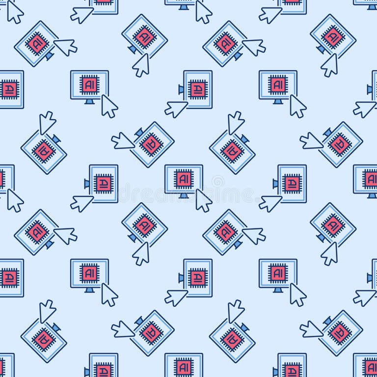 Ai Computer and Mouse Cursor Vector Artificial Intelligence Colored ...