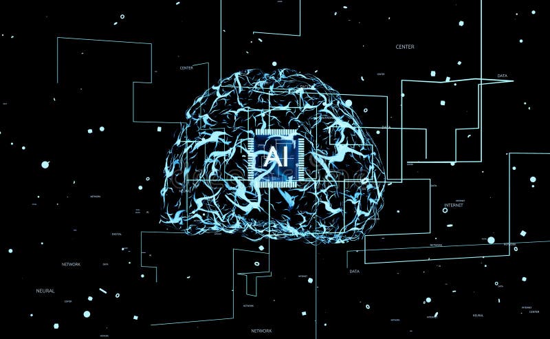 AI Computing Human Brain Simulation Stock Illustration - Illustration of animation, scientific ...