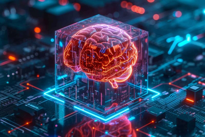 A Brain Encased within a Shield, Symbolizing the Concept of AI Safety Stock Illustration ...