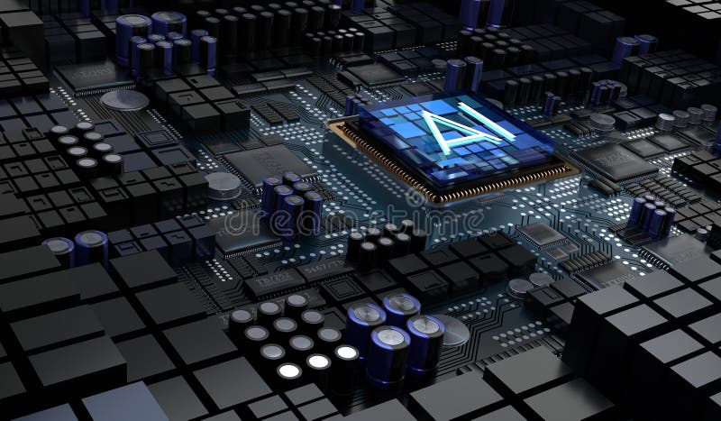 AI Concept with Computer Processor Stock Illustration - Illustration of ...