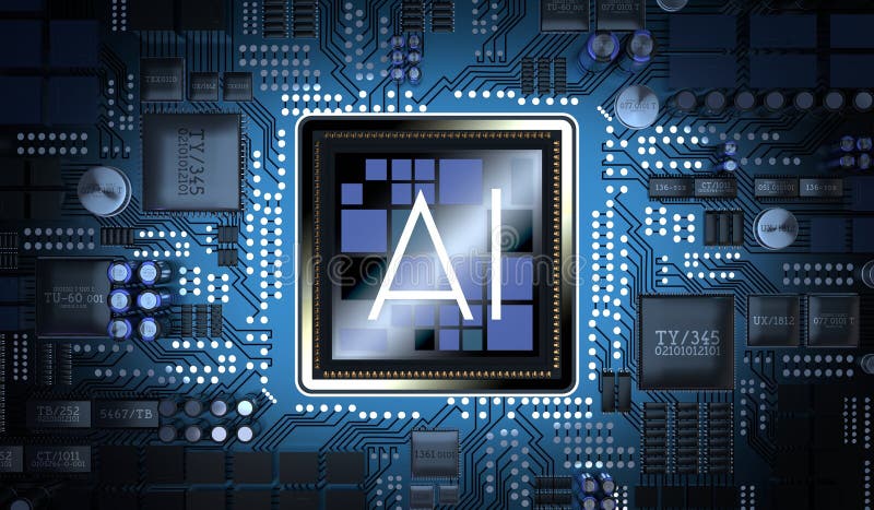 AI Concept with Computer Processor Stock Illustration - Illustration of ...