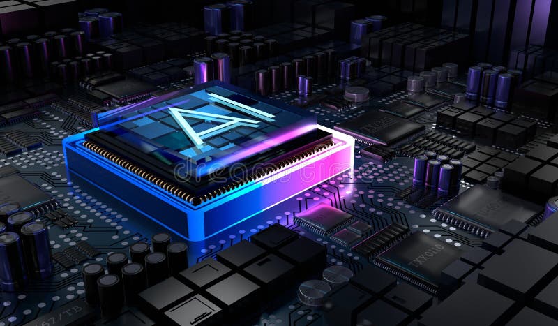 AI Concept with Computer Processor Stock Illustration - Illustration of ...