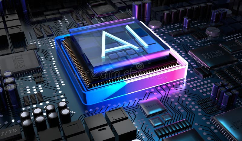 AI Concept with Computer Processor Stock Illustration - Illustration of ...