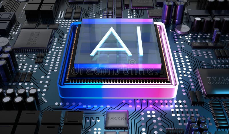AI Concept with Computer Processor Stock Illustration - Illustration of ...