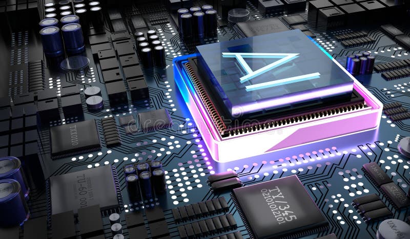 AI Concept with Computer Processor Stock Illustration - Illustration of ...