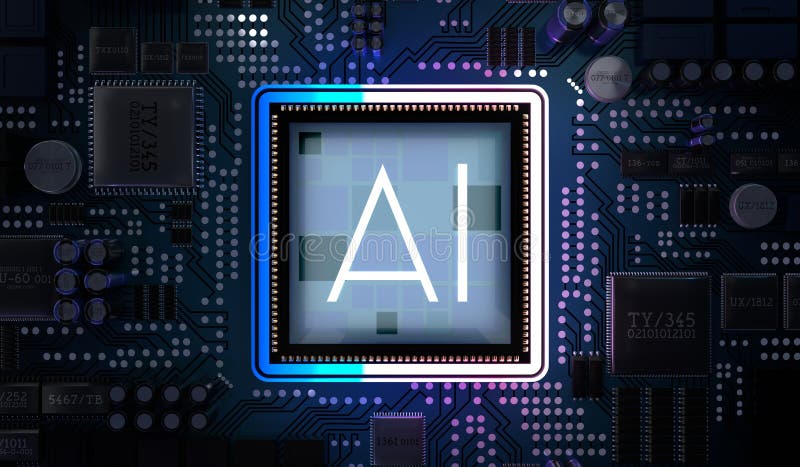 AI Concept with Computer Processor Stock Illustration - Illustration of ...