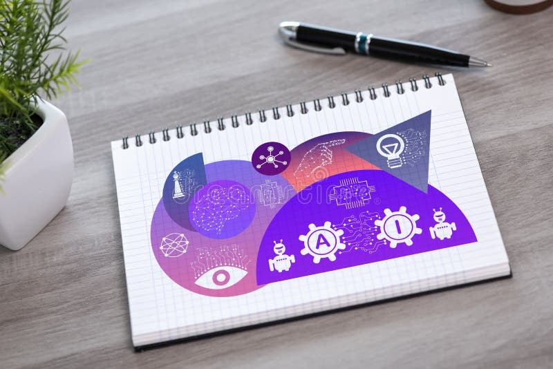 Ai concept on a notepad stock image. Image of science - 217770995