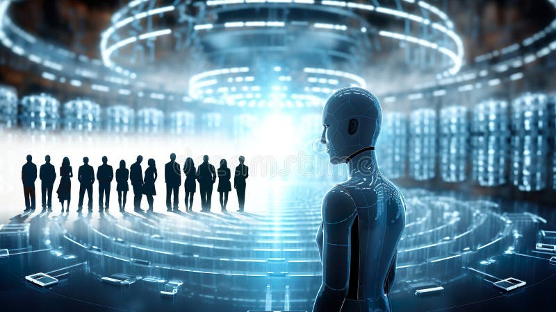 AI Concept. Replacing People with Robots and Artificial Intelligence ...