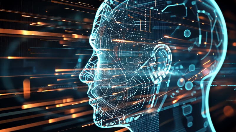 AI Content Generation. AI Entity Communicates with Humans Via Screen ...