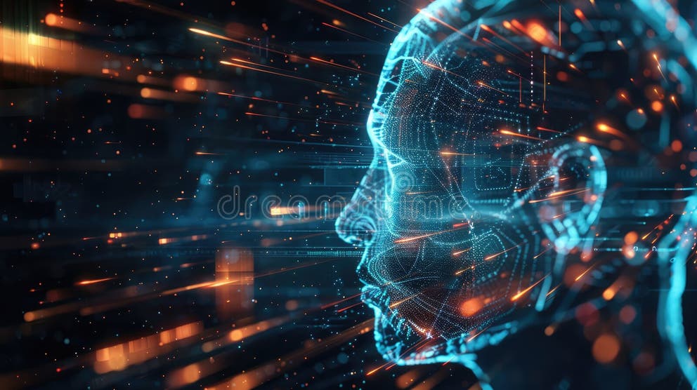 AI Content Generation. AI Entity Communicates with Humans Via Screen ...