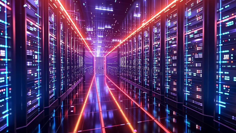 AI Content Generation. Rows of Computers in Server Room, Showcasing AI Data Storage Stock Video ...