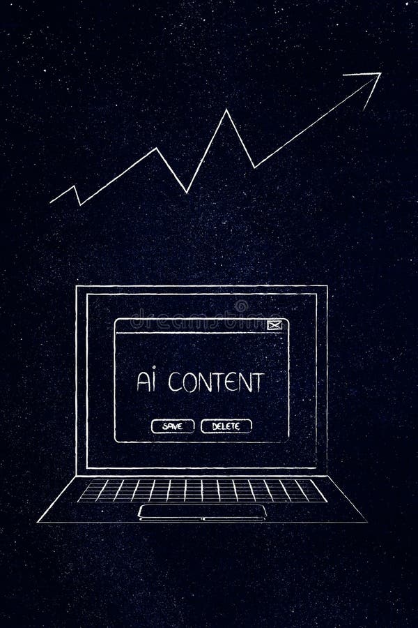 AI Content Pop-up and Laptop with Upward Arrow, Technology Use ...