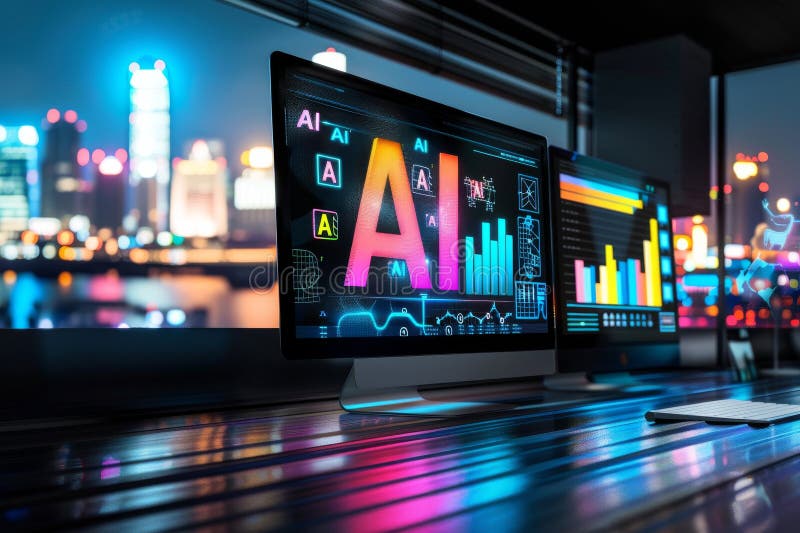 AI Control Center with Multiple Screens, Representing Advanced ...