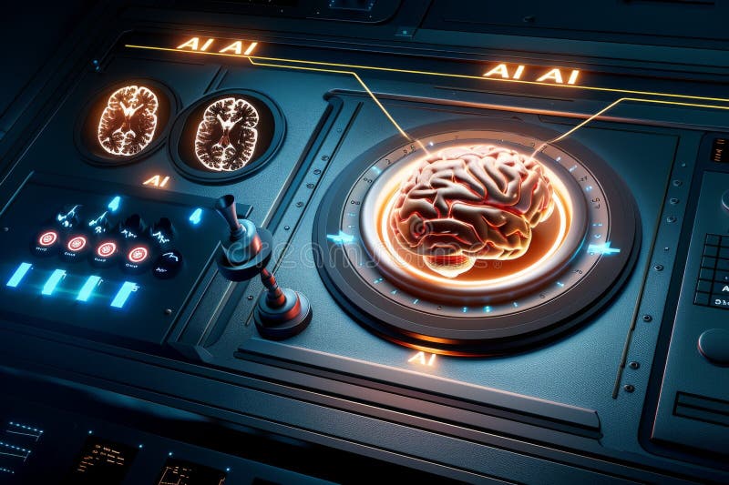 AI Control Panel with Digital Brain, Advanced Artificial Intelligence ...