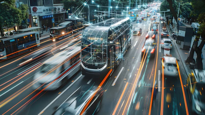 AI-Controlled Autonomous Public Transportation a Bus. Stock ...
