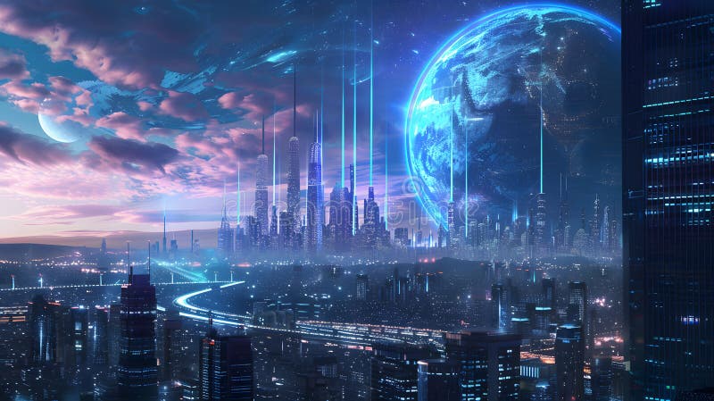 AI Controlled World Advanced Technology Futuristic Urban Stock ...