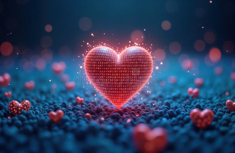 Digital Hearts and Colors Paper for Decorations Stock Illustration ...