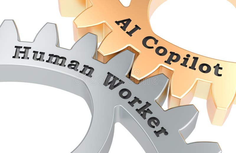AI Copilot and Human Worker Gears. Symbolizing Collaboration between ...