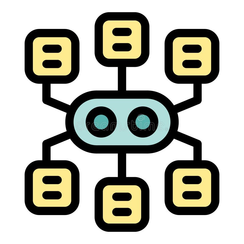 Ai Core Connecting Multiple Data Servers Icon Vector Illustration Stock ...