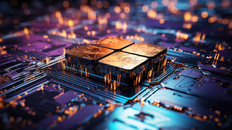AI. CPU. Circuit Board. Technology Background. Central Computer ...