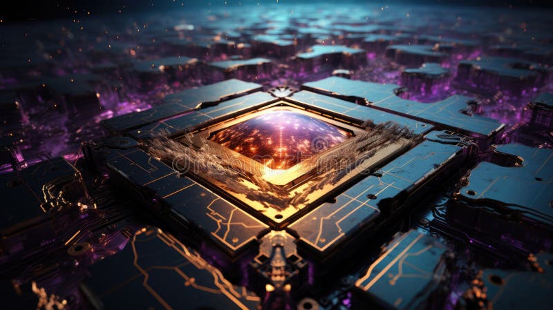 AI. CPU. Circuit Board. Technology Background. Central Computer ...