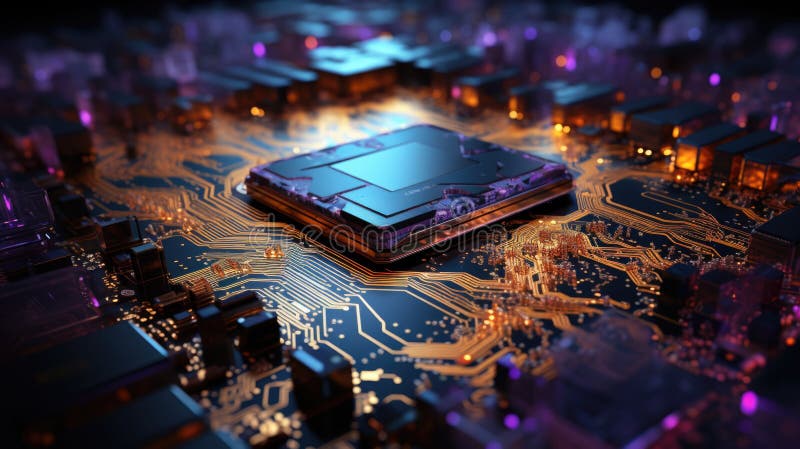 AI. CPU. Circuit Board. Technology Background. Central Computer ...