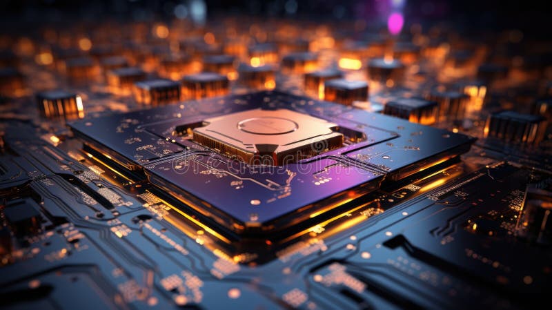 AI. CPU. Circuit Board. Technology Background. Central Computer ...