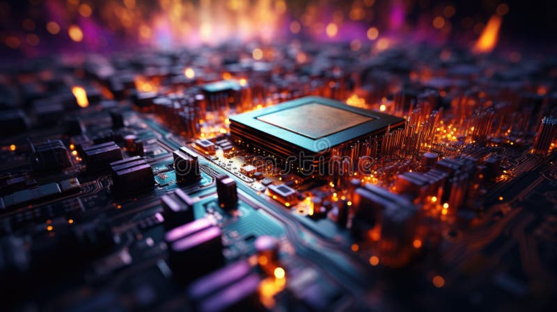 AI. CPU. Circuit Board. Technology Background. Central Computer ...