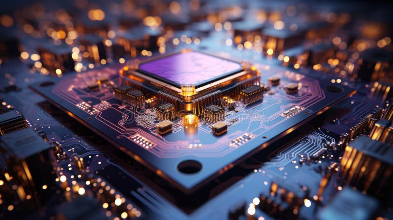 AI. CPU. Circuit Board. Technology Background. Central Computer ...